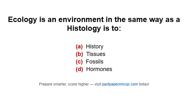 Ecological Systems and Histological Comparisons | Past Papers MCQs