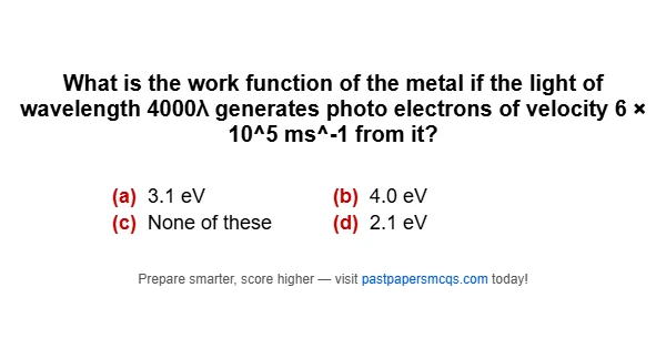 Photoelectric Effect Phenomena | Past Papers MCQs