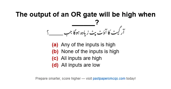 Digital Logic Gate Operations | Past Papers MCQs
