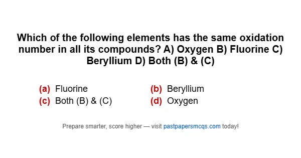 Elemental Oxidation States | Past Papers MCQs