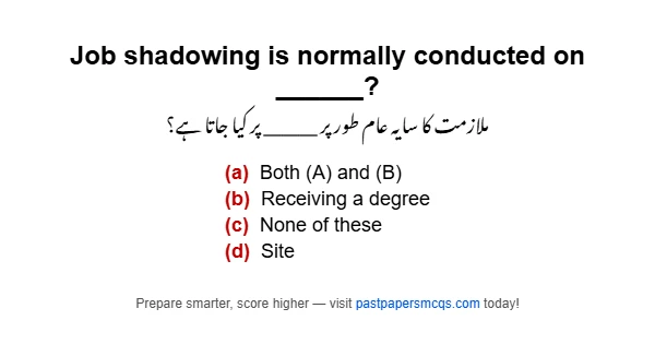 Job Shadowing Practices | Past Papers MCQs