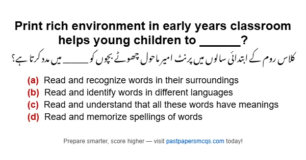 Literacy Rich Environments and Early Learning | Past Papers MCQs