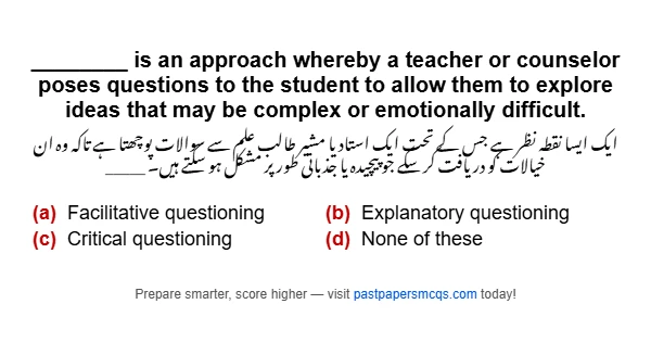 Socratic Questioning Techniques | Past Papers MCQs