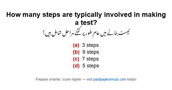 How many steps are typically involved in making a test? | Past Papers MCQs
