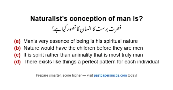 Naturalist’s conception of man is? | Past Papers MCQs