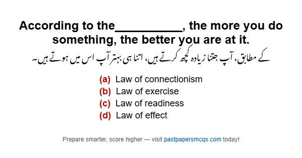 Practice and Repetition in Learning and Development | Past Papers MCQs