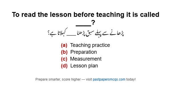 Pre Lesson Planning Strategies | Past Papers MCQs