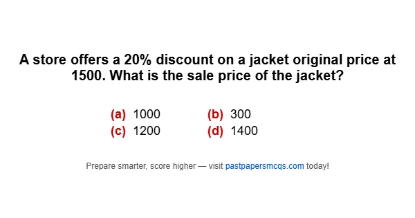 Applying Discounts to Original Prices | Past Papers MCQs