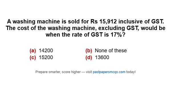Tax Calculation Example | Past Papers MCQs