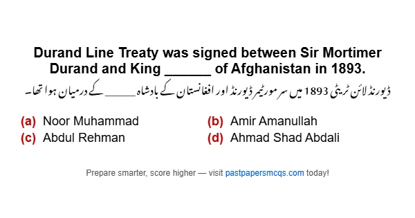 Border Agreements and Treaties | Past Papers MCQs