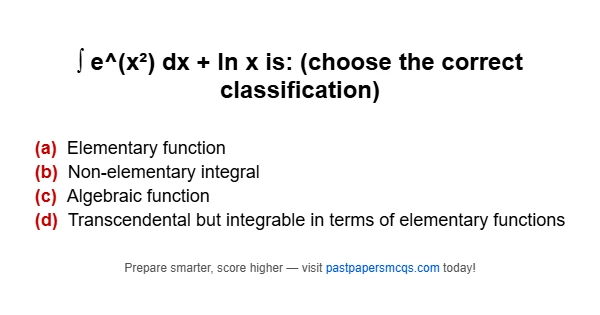 Integral Calculus Applications | Past Papers MCQs